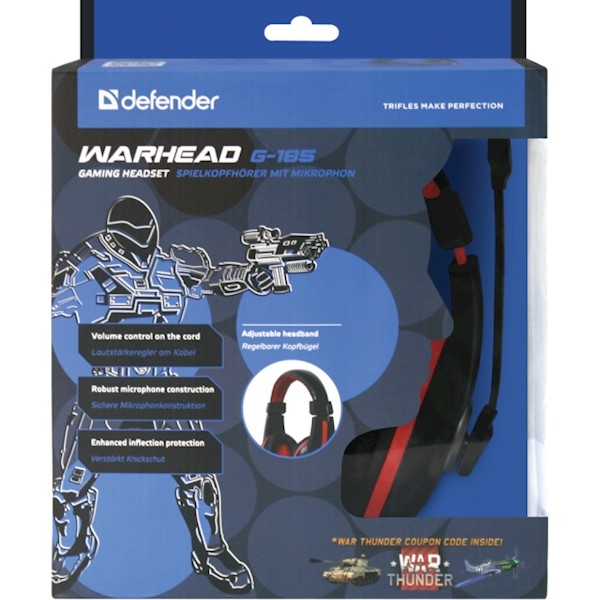 ყურსასმენი Gaming headset Defender Warhead G-185 black + red, cable 2 m ...