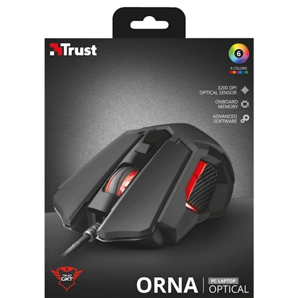 მაუსი TRUST GXT 148 OPTICAL GAMING MOUSE 3200 DPI 1.7m Braided cable 8 ...