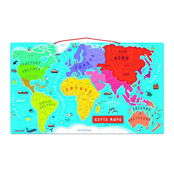 მაგნიტური მსოფლიო რუკა Janod J05483 Magnetic World Map Russian | J05483 ...